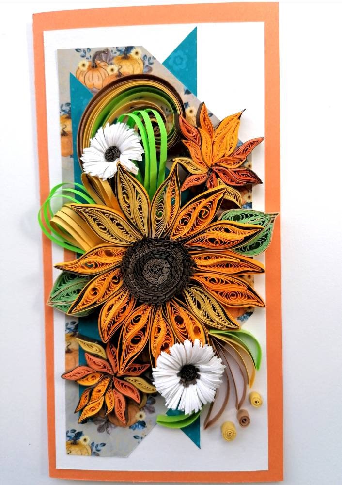 Autumn Quilling Card/ Sunflower Card/ Thanksgiving Card/ - Etsy