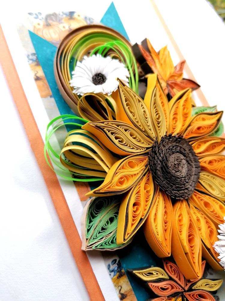 Autumn Quilling Card/ Sunflower Card/ Thanksgiving Card/ - Etsy