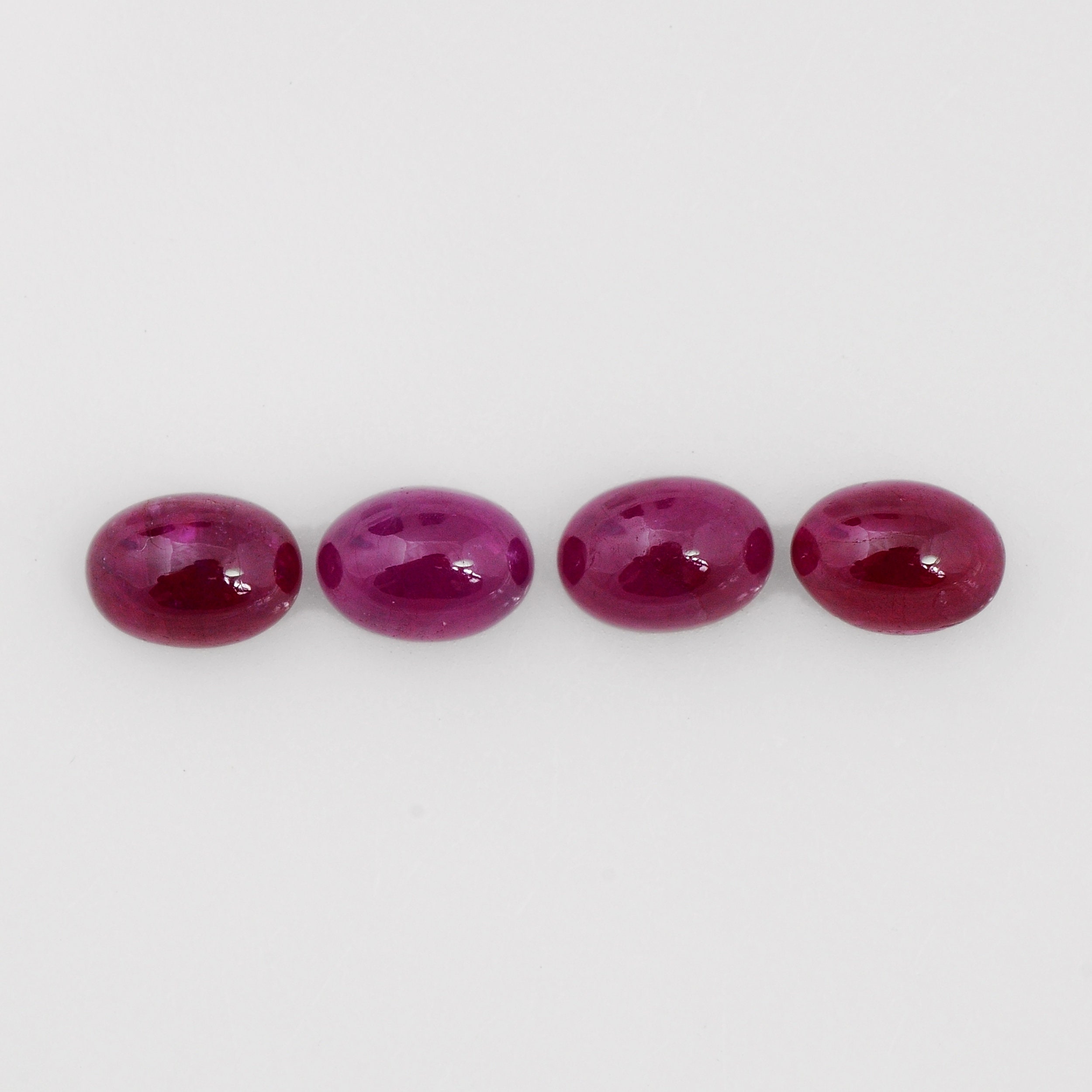 5.18 Carats Stone 4 Pieces Natural Oval Red Ruby Loose Gemstone Jewelry ...