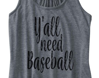 ORIGINAL Women's 3up 3down Baseball Printed Tank, Baseball Design ...