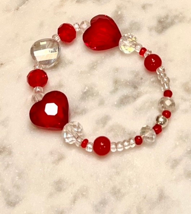 Red Heart Jewelry, Beaded Heart Crystal Necklace, Heart Crystal ...