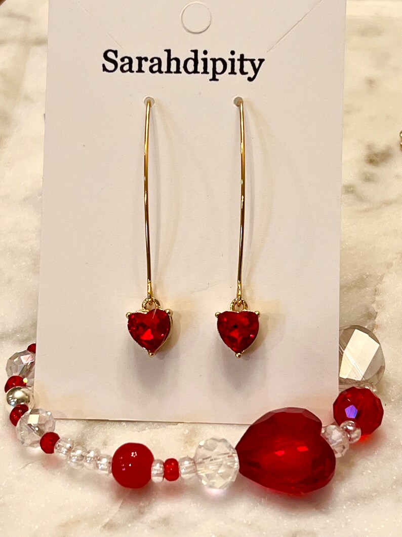Red Heart Jewelry, Beaded Heart Crystal Necklace, Heart Crystal ...