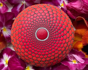Hand Painted Mandala Stone ceramic Meditation Stone Hand Made Painted ...