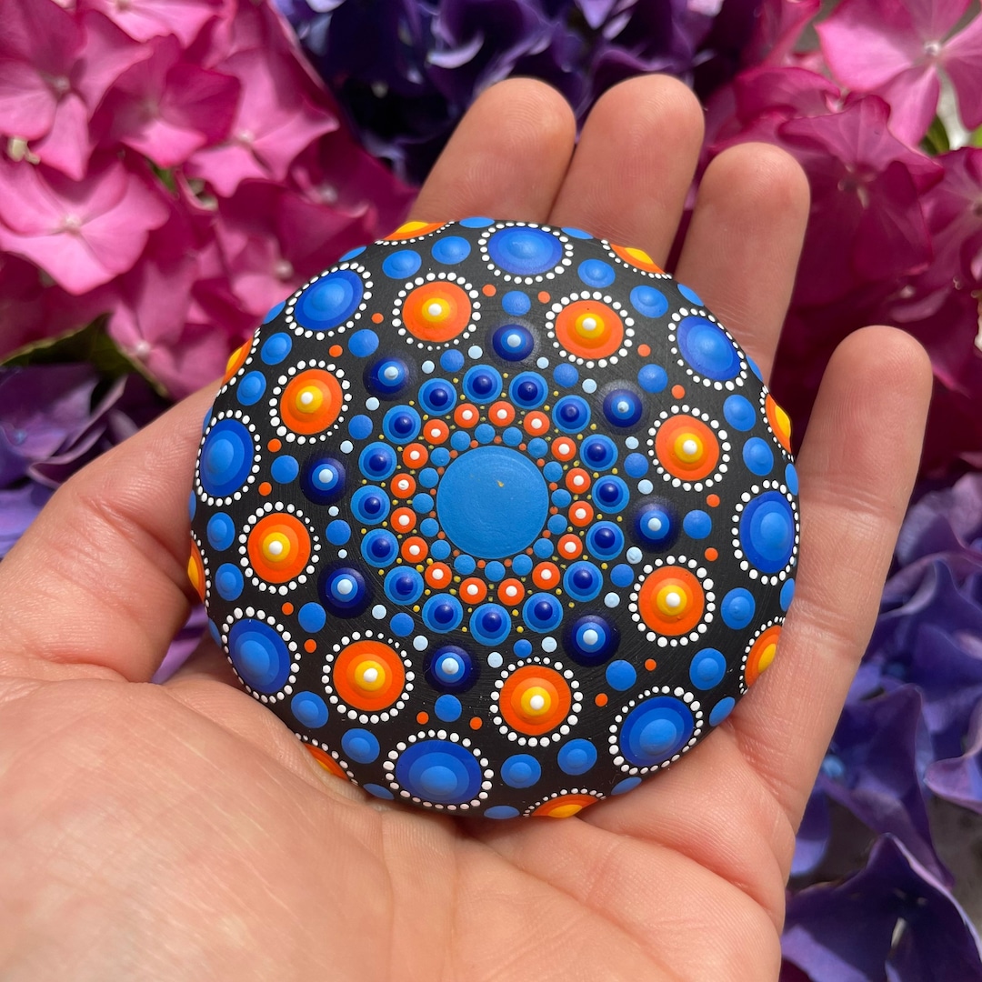 Hand Painted Mandala Stone (made From Ceramic) - Meditation Stone ...