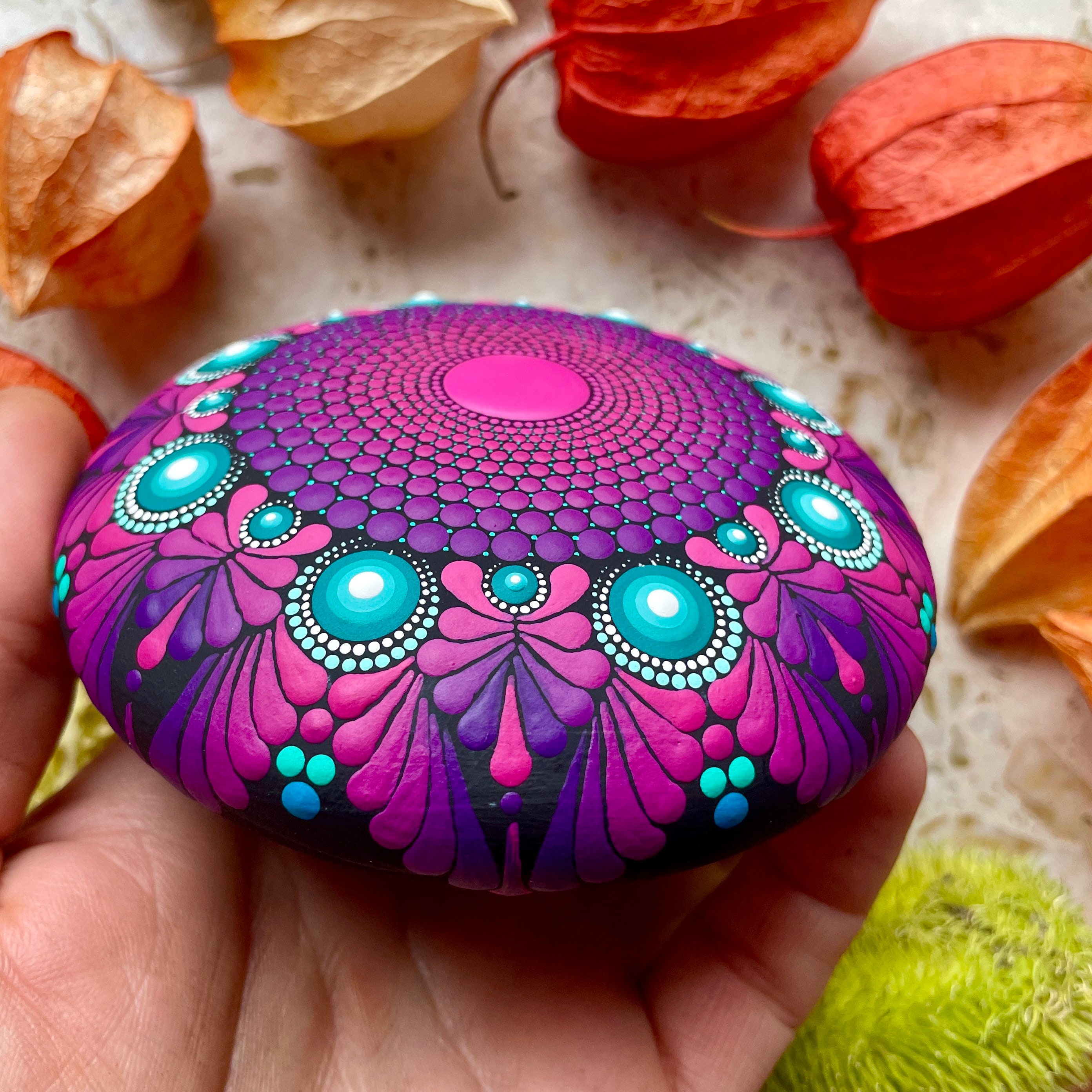 Hand Painted Mandala Stone made From Ceramic Meditation - Etsy