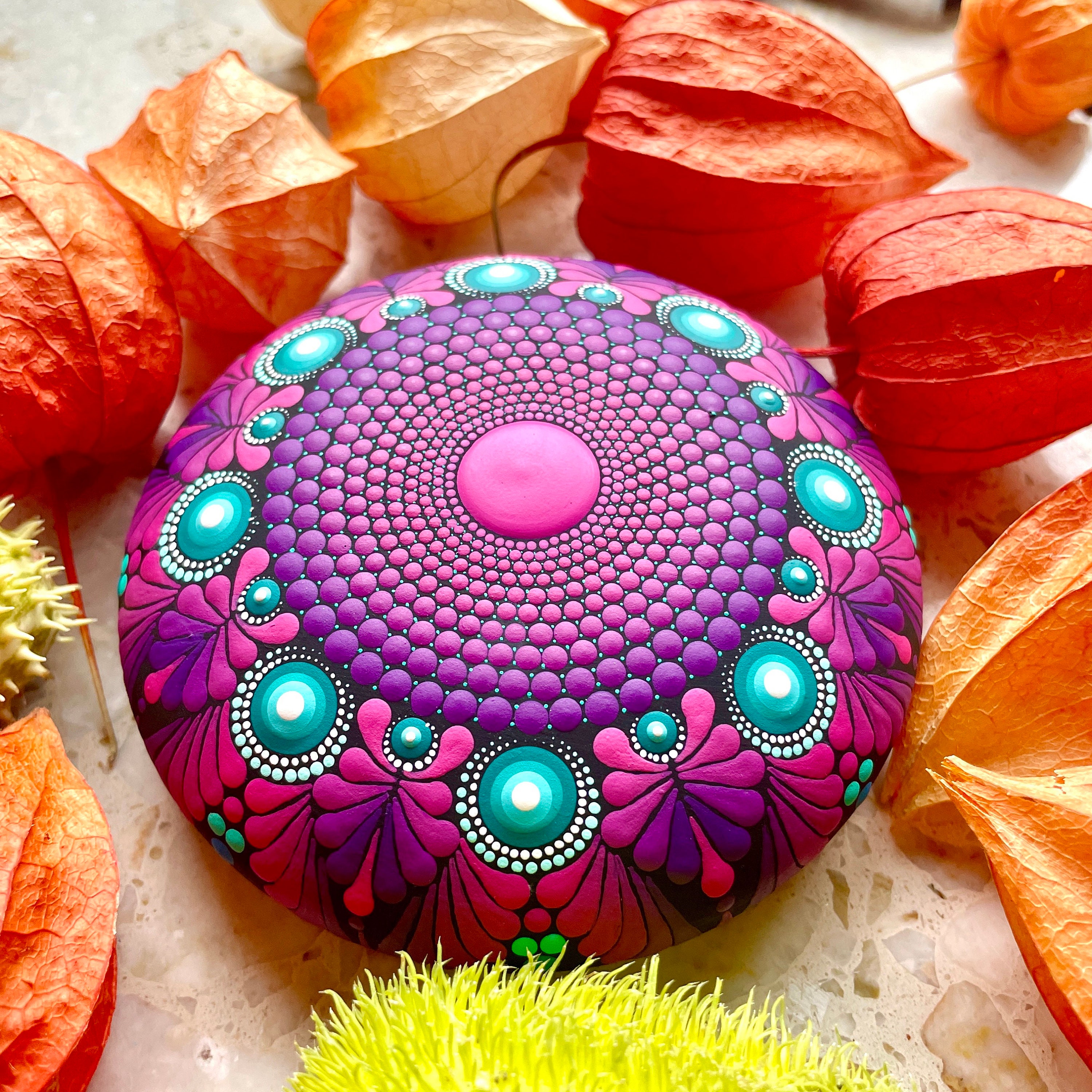 Hand Painted Mandala Stone made From Ceramic Meditation - Etsy