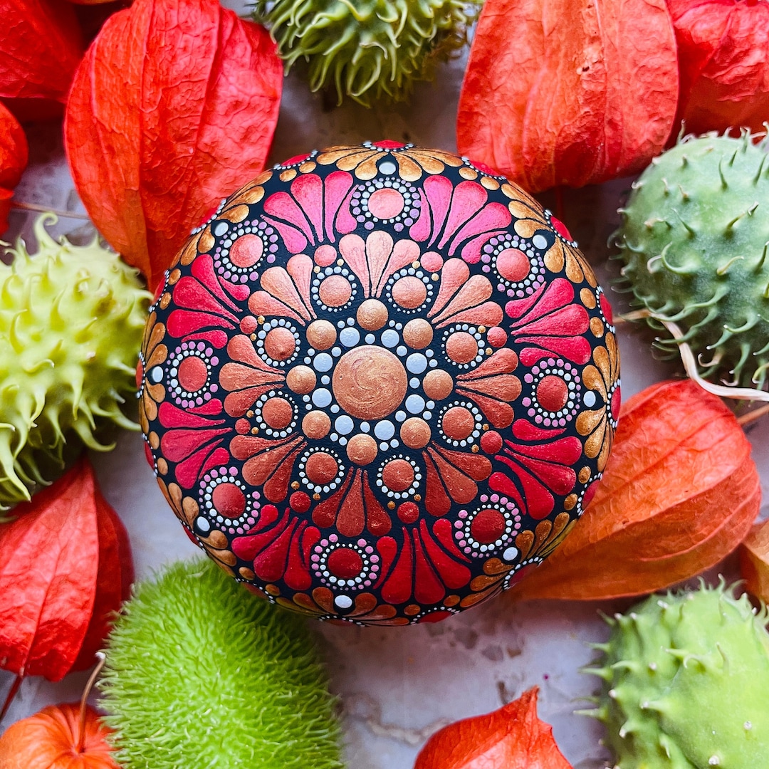 Hand Painted Mandala Stone (ceramic) - Meditation Stone - Hand Made ...