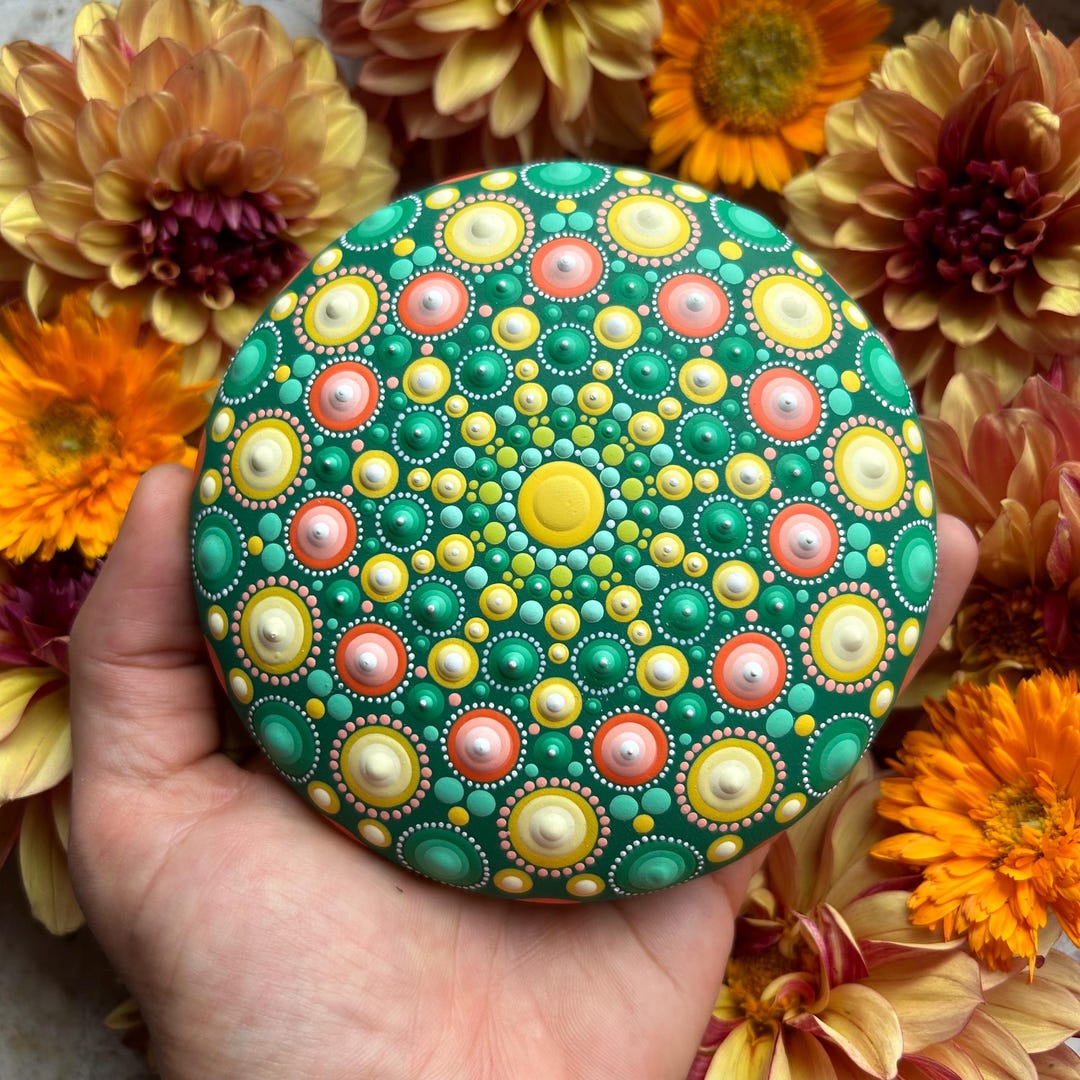 Hand Painted Mandala Stone (made From Ceramic) - Meditation Stone ...