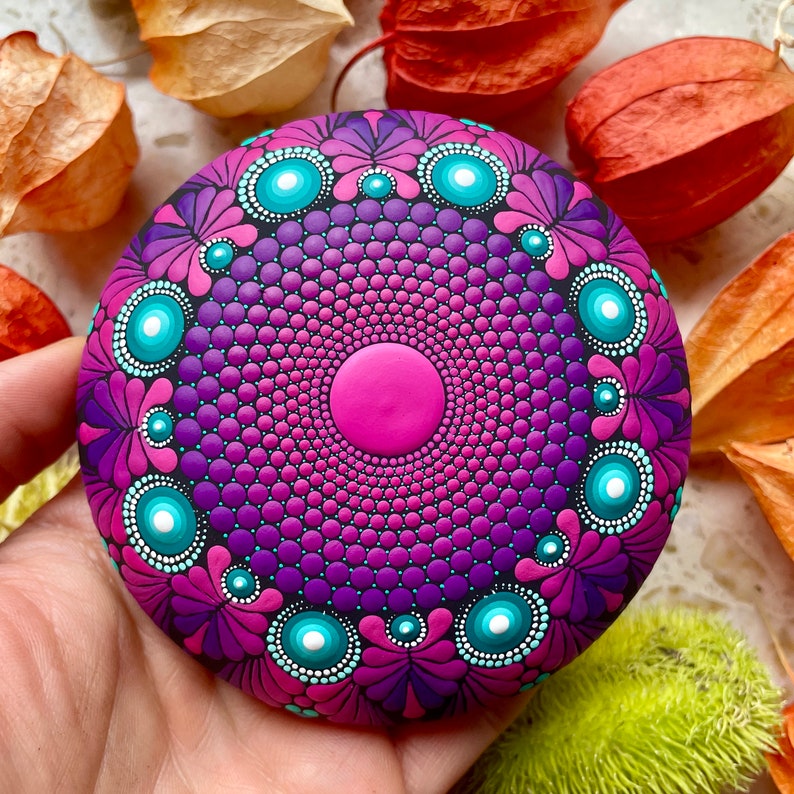 Hand Painted Mandala Stone made From Ceramic Meditation - Etsy