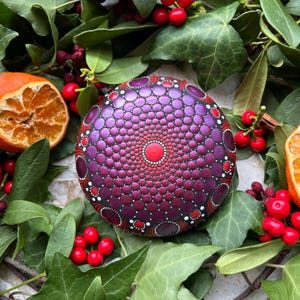 Hand Painted Mandala Stone from Concrete Meditation Stone Hand Made ...