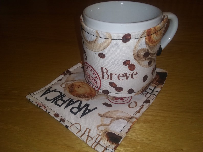 Coffee Fabric Mug Cozy and Rug Set | Mug Warmer Coaster - Etsy