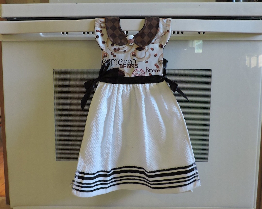Coffee Fabric Oven Towel Dress, Cafe Oven Door Towel Dress, Oven Dress ...