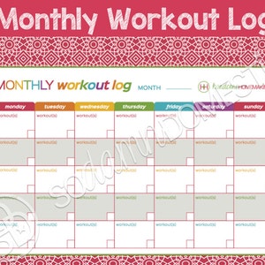 Monthly Workout Log Printable Planner - Letter Size 8.5" X 11" - Etsy