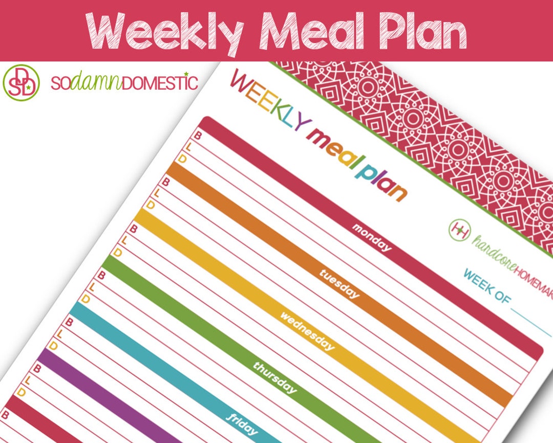 Weekly Meal Plan Printable Planner Letter Size 8.5 X 11 - Etsy