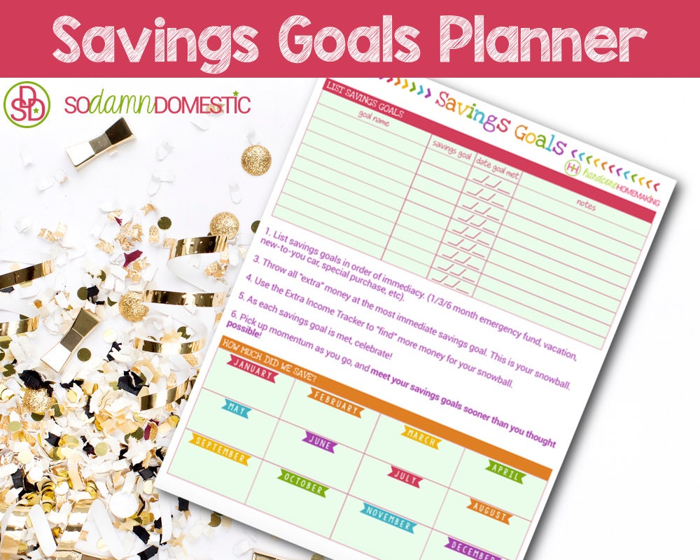 Savings Goals Printable Planner - Etsy