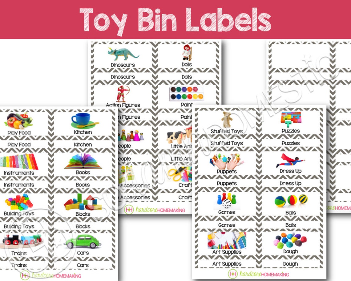 Toy Bin Labels (gray) - Printable for Classroom or Playroom Baskets ...