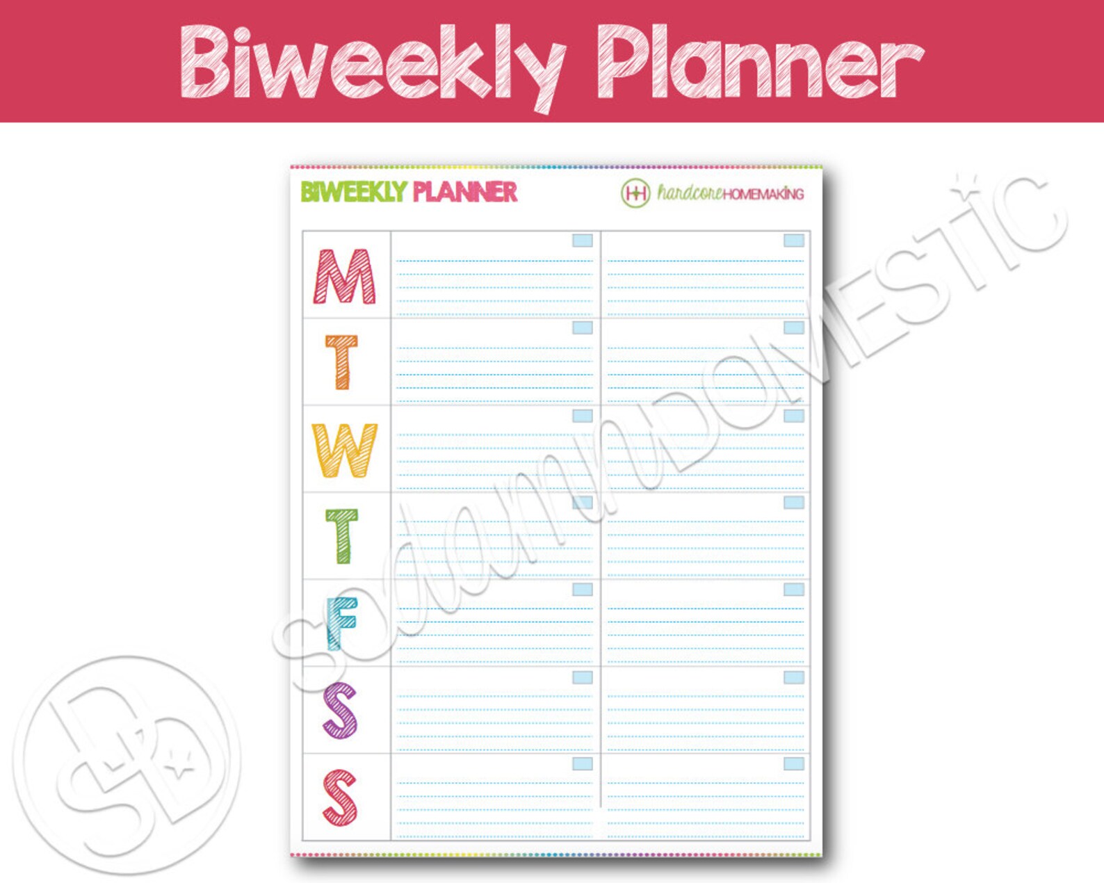 Bi-weekly Printable Planner - Use as a to Do List, Menu Plan, Meal ...