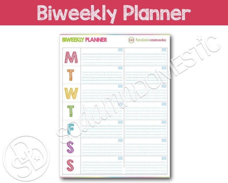 Bi-weekly Printable Planner - Use as a to Do List, Menu Plan, Meal ...