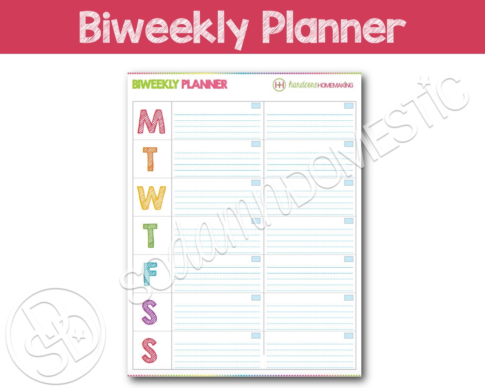 Bi-weekly Printable Planner Use as a to Do List Menu Plan - Etsy