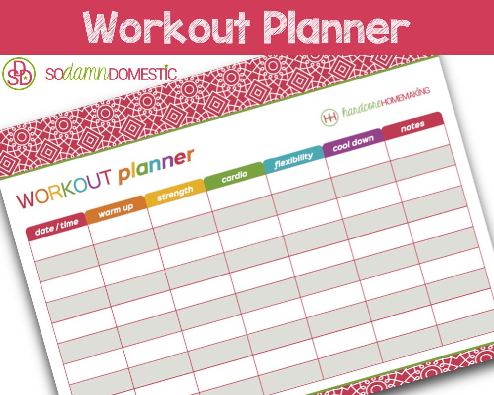 Workout Exercise Printable Planner - Letter Size 8.5" X 11" - Etsy