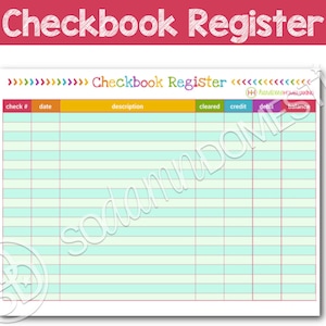 Checkbook Register Printable - Etsy