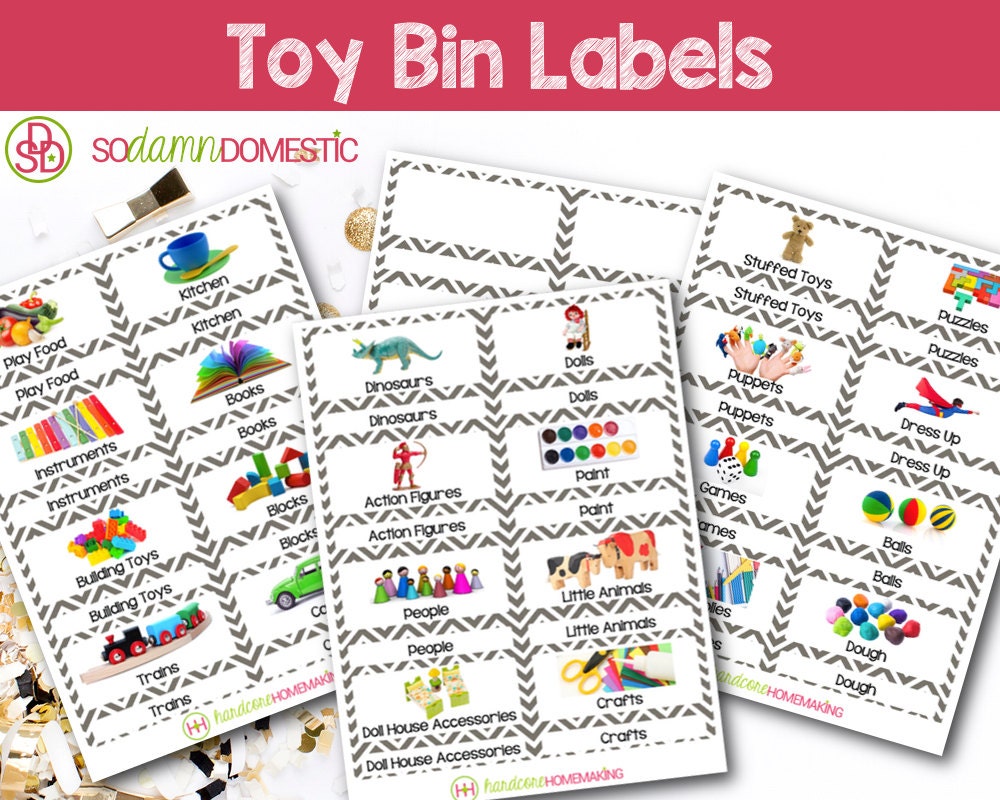 Toy Bin Labels (gray) - Printable for Classroom or Playroom Baskets ...