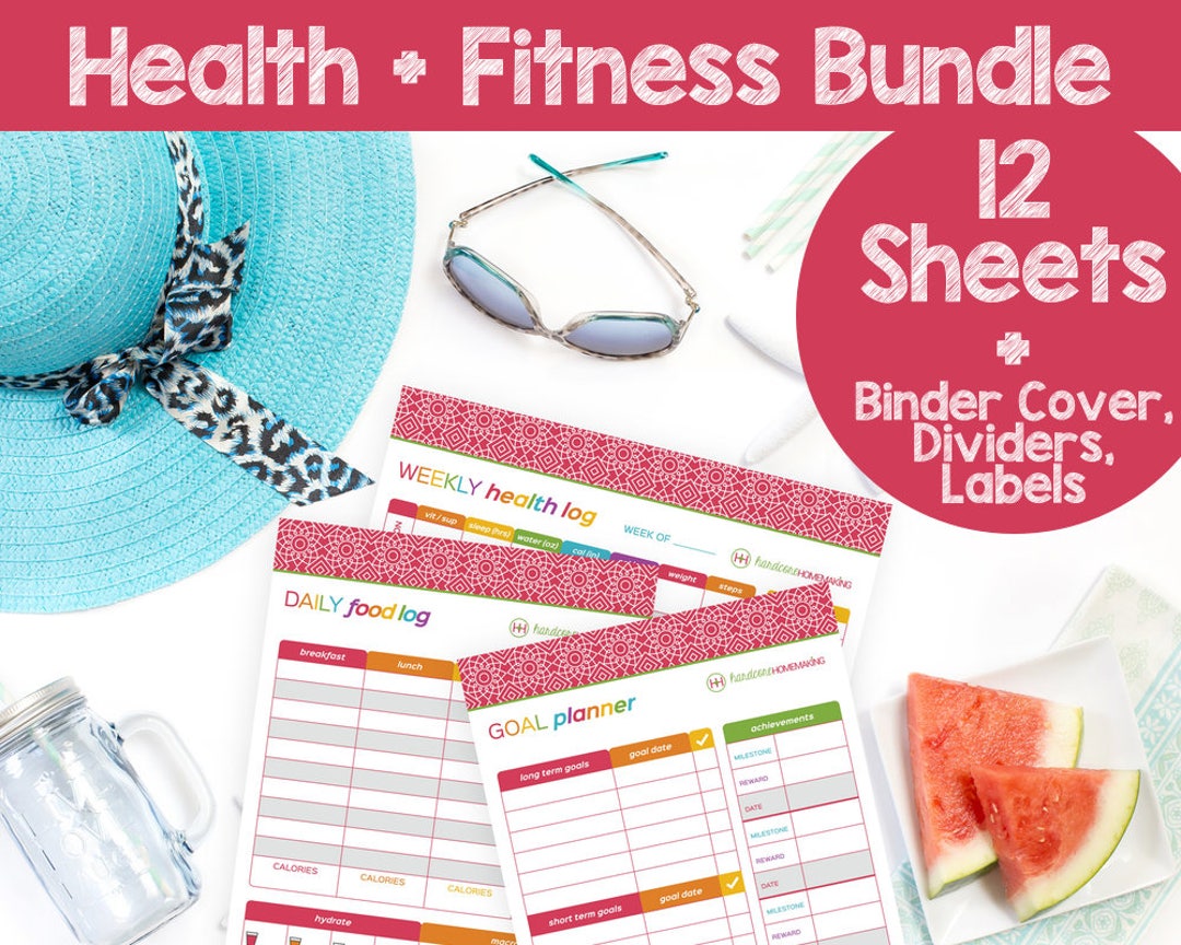 Health and Fitness Binder Bundle Save 9 Dollars Printable Planner ...