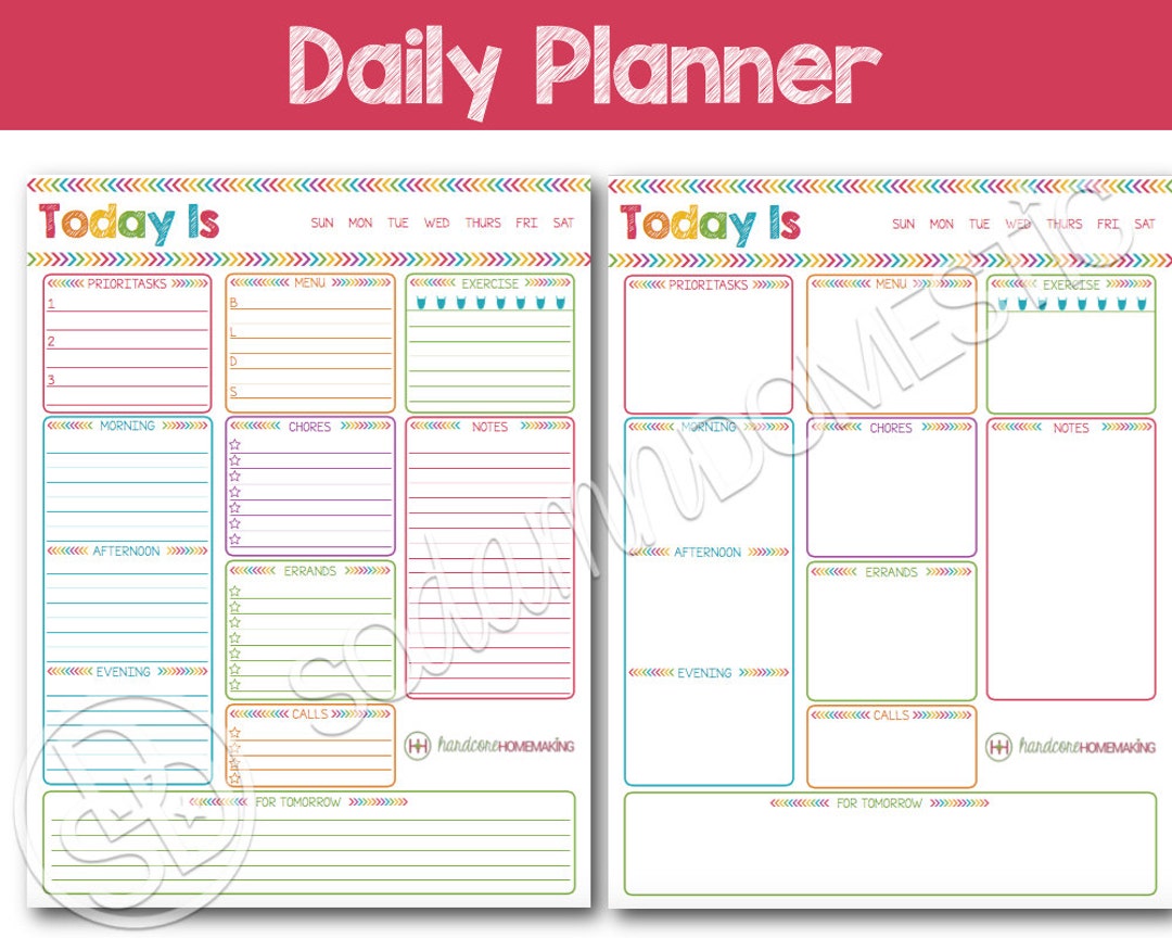 Daily Printable Planner to Do List With Menu Plan, Meal Planning, Water ...