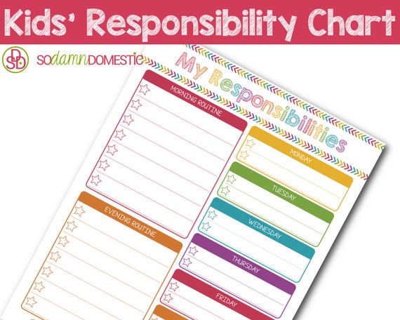 Kids' Responsibilities Chart Editable / Fillable / - Etsy