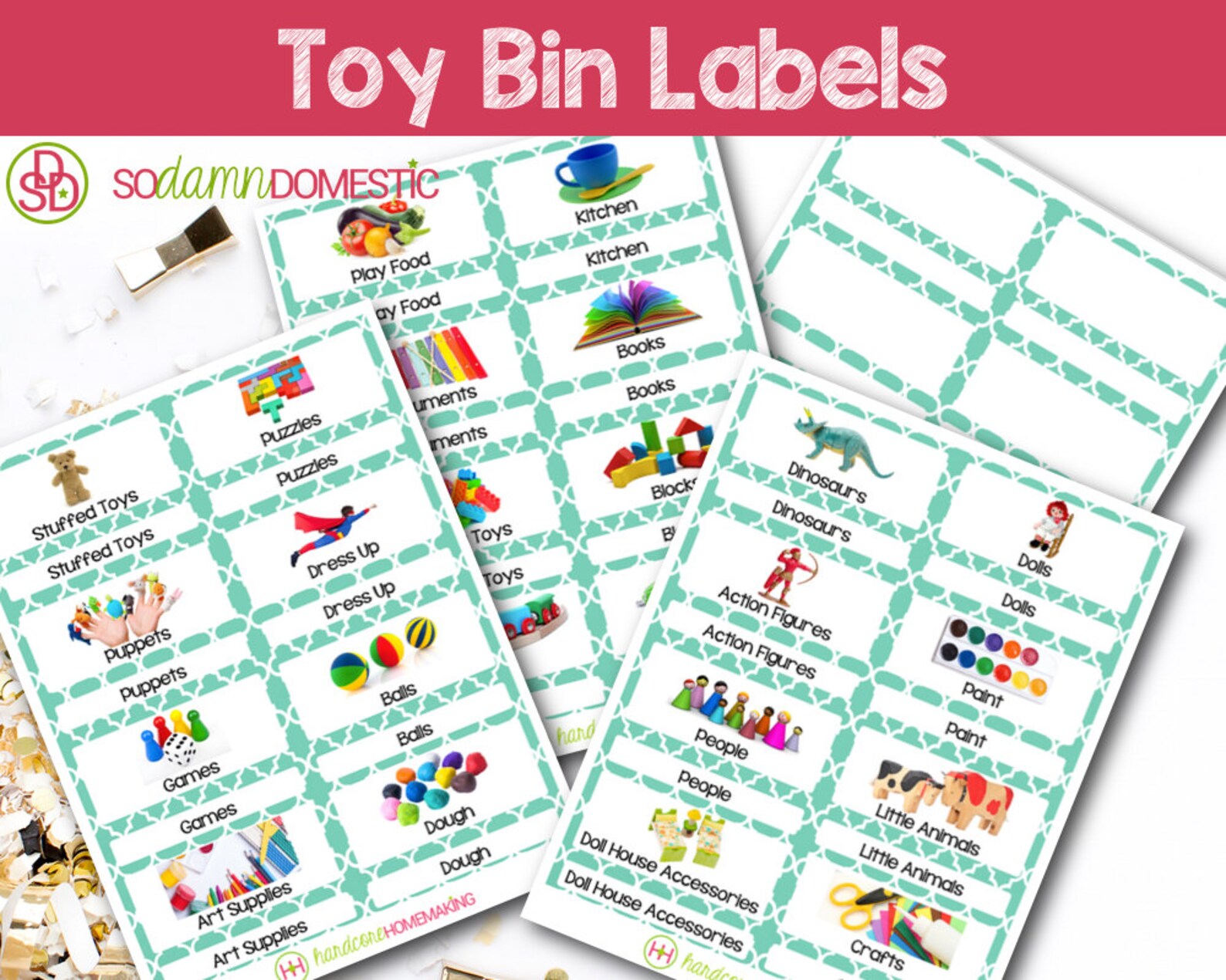 Toy Bin Labels (turquoise) - Printable for Classroom or Playroom ...