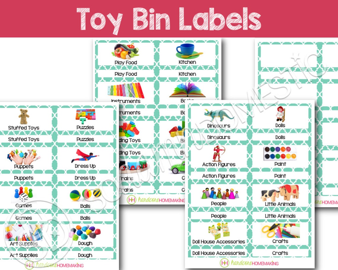 Toy Bin Labels (turquoise) - Printable for Classroom or Playroom ...