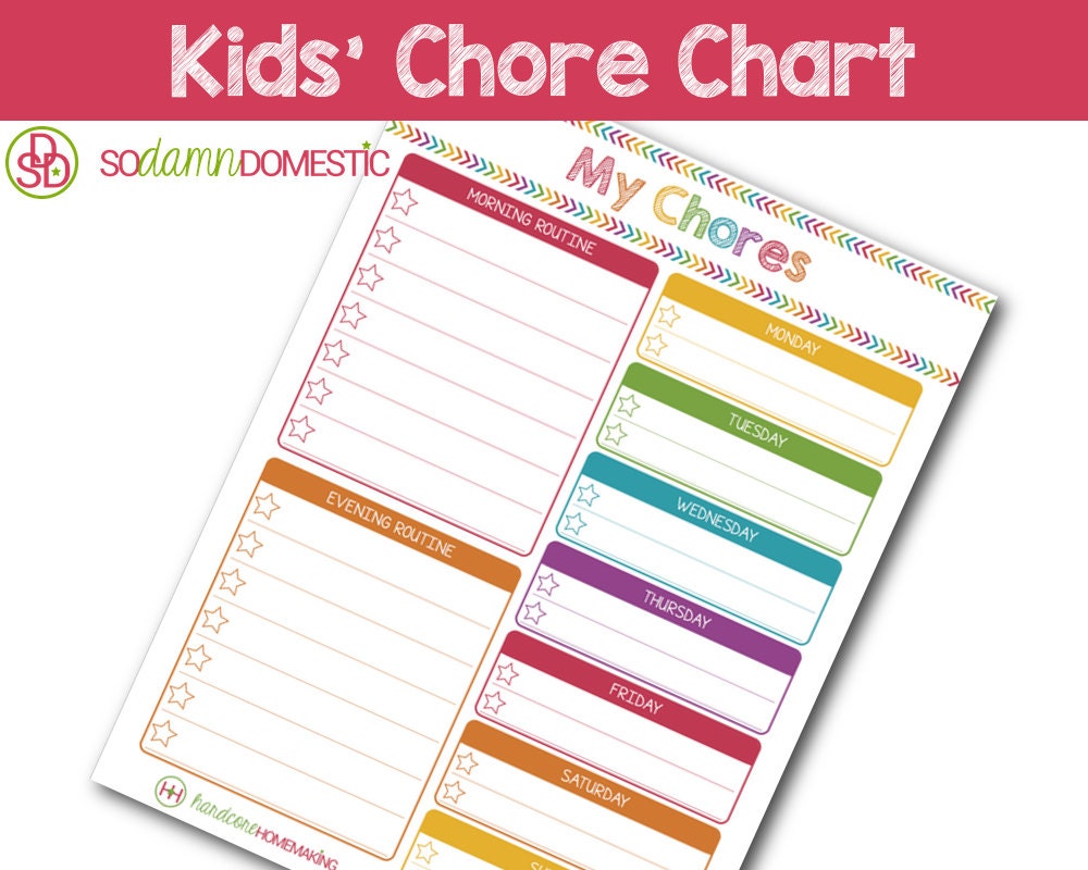 Kids' Chore Chart - Editable / Fillable / Printable Checklist Planner ...
