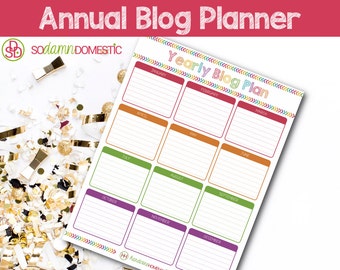 Annual Planning Sheet birthdays Colorful Customizable Digital Download ...