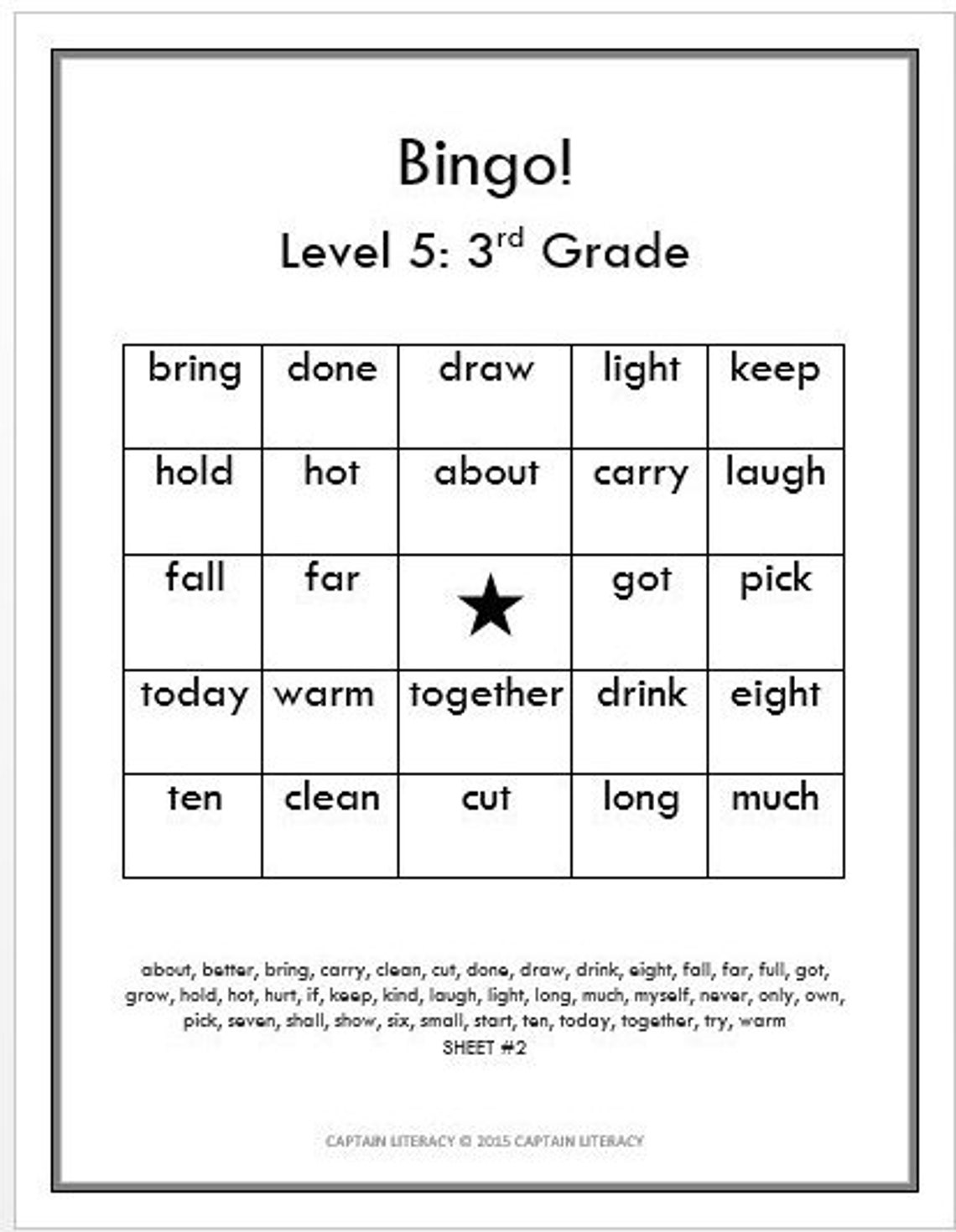 Sight Words Bingo (3rd Grade)! - Etsy