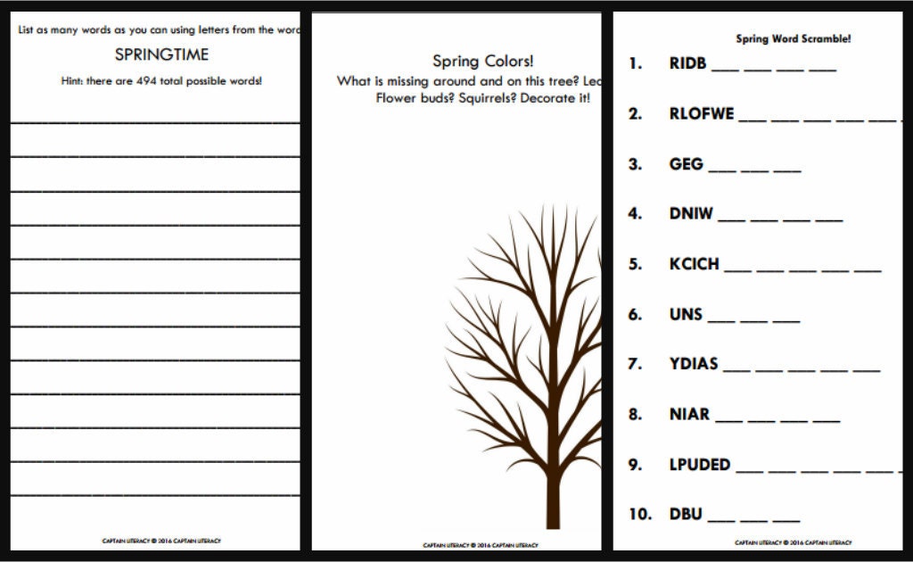 Spring Activity Book / Printable /18 Pages / Spring Coloring / - Etsy