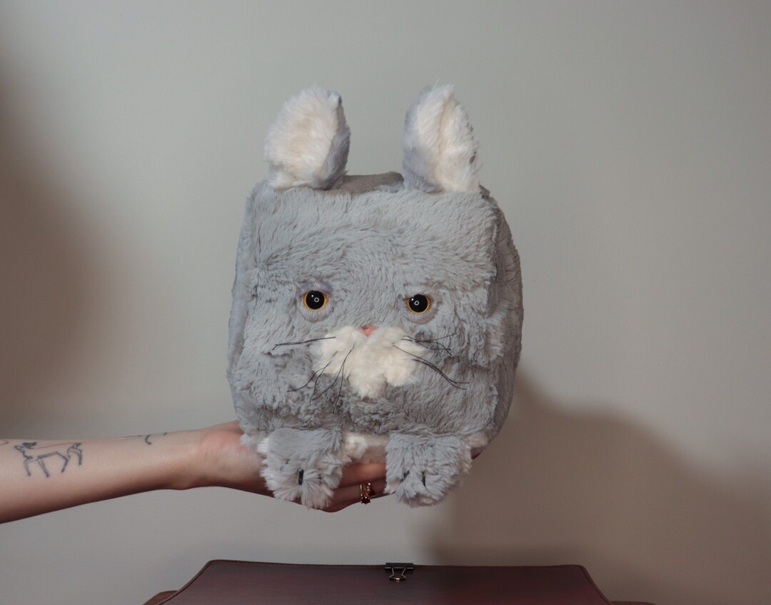 Giant Cube Kitty Grumpy Grey With White Cheeks - Etsy