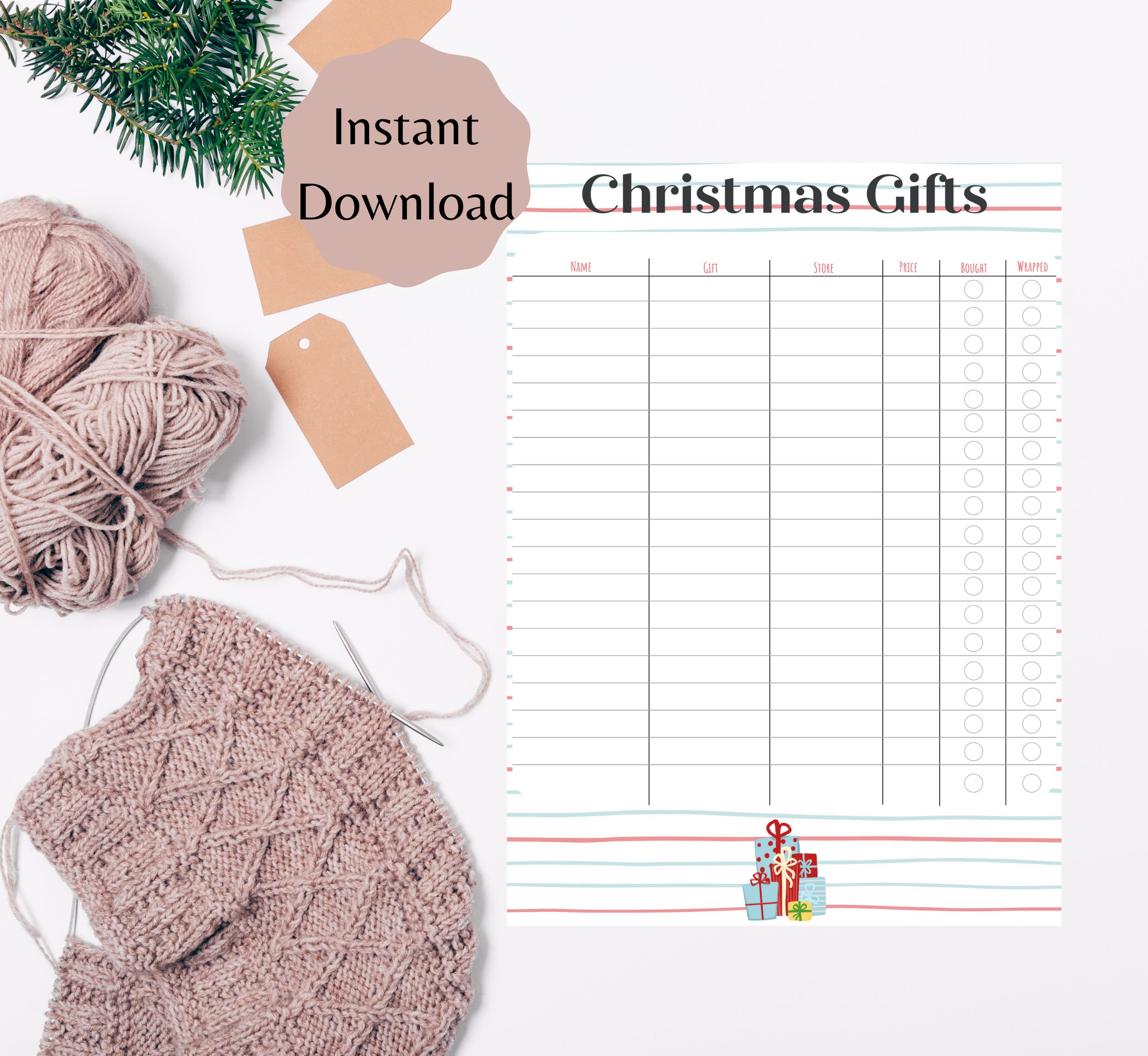 Printable Christmas List Tracker, Gift Tracker, Christmas Shopping List ...