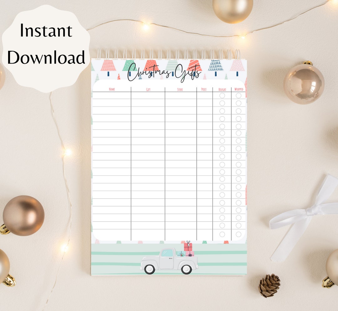 Printable Christmas List Tracker, Gift Tracker, Christmas Shopping List ...
