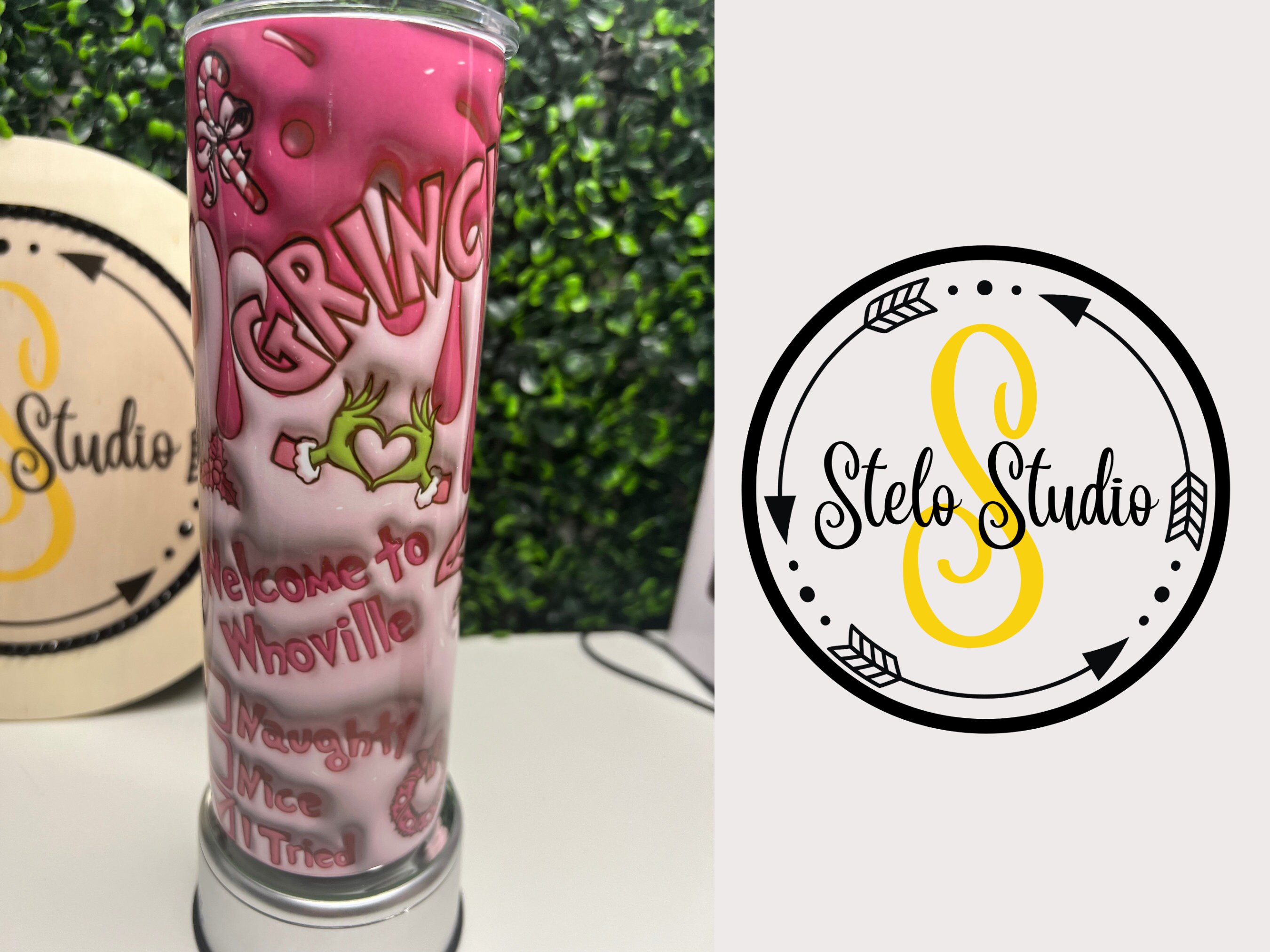 The Grinch 3D Paint Drip Pink Christmas Tumbler Print, Gift for Her ...