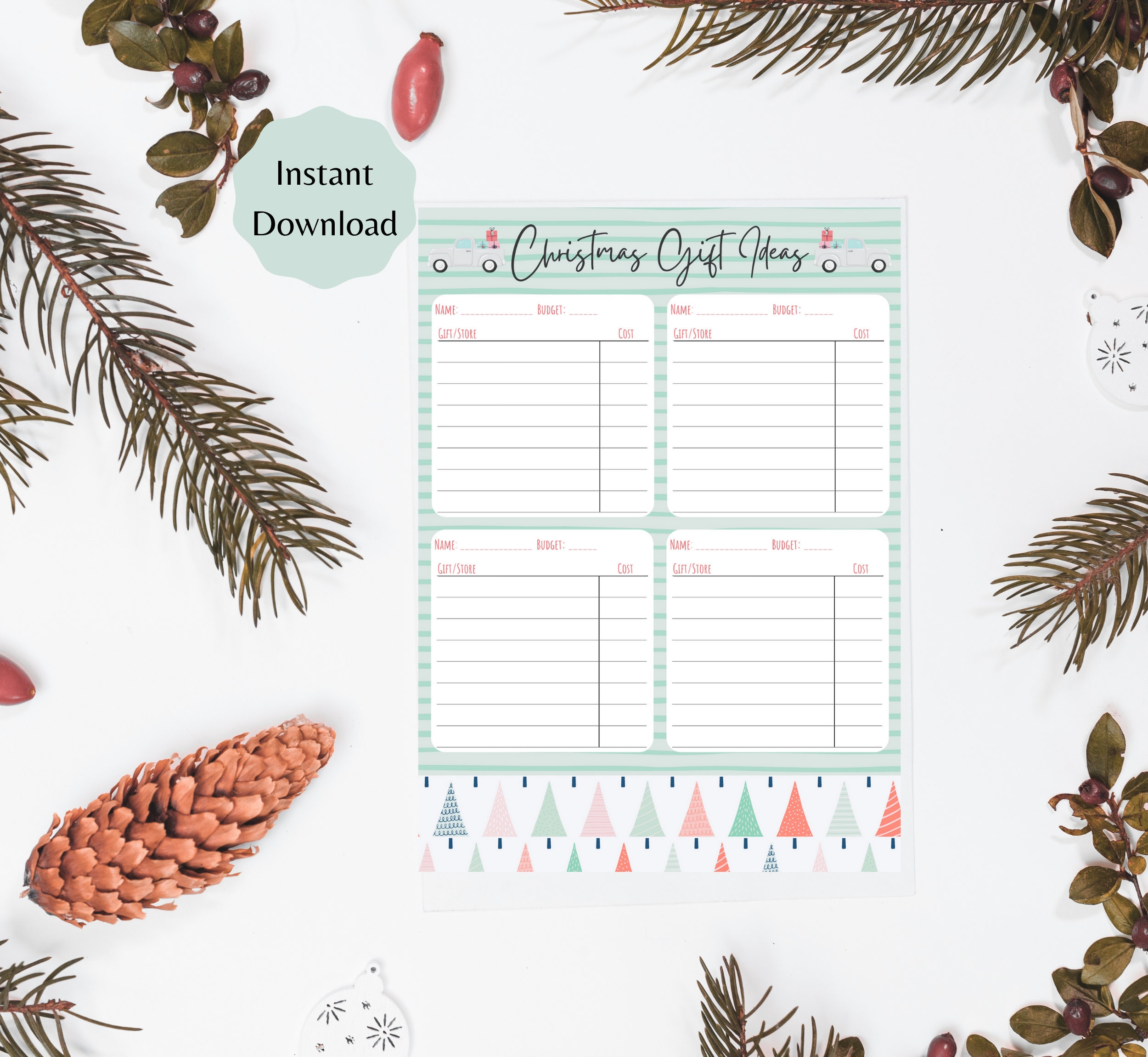 Printable Christmas List Ideas, Gift Ideas, Christmas Shopping List ...