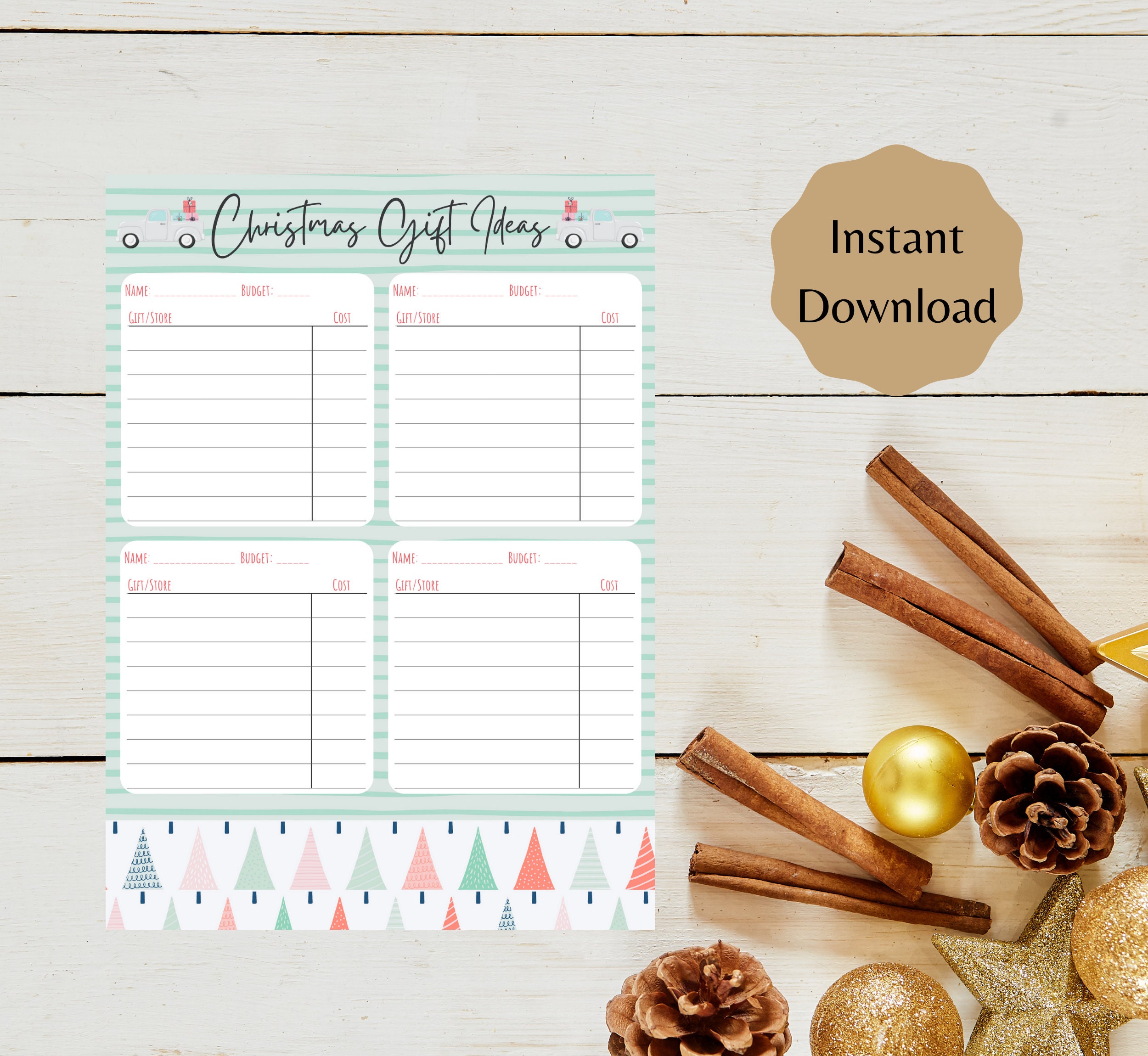 Printable Christmas List Ideas, Gift Ideas, Christmas Shopping List ...