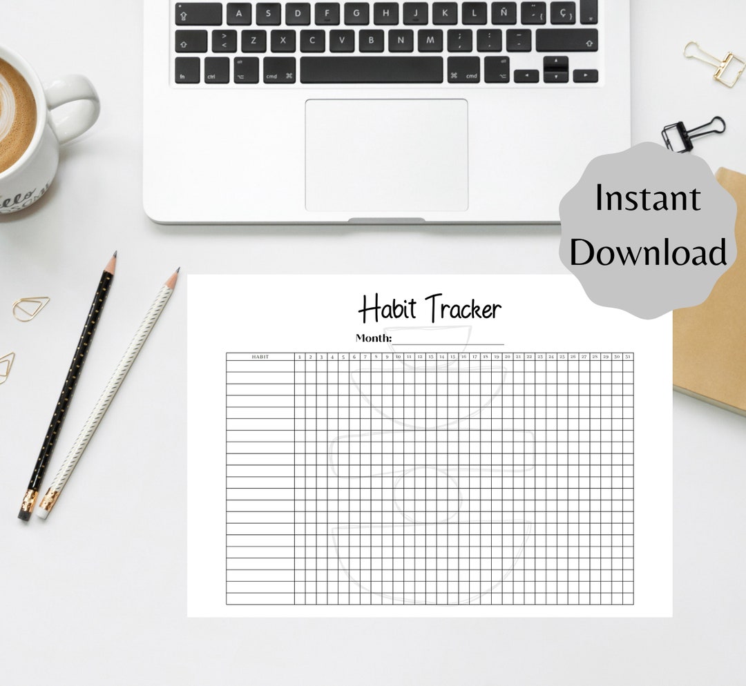 Digital Habit Tracker, Self Care, Habit Tracker Minimalist, Line Art ...