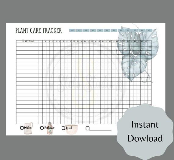 Printable Plant Tracker Plant Care Houseplant Tracker | Etsy