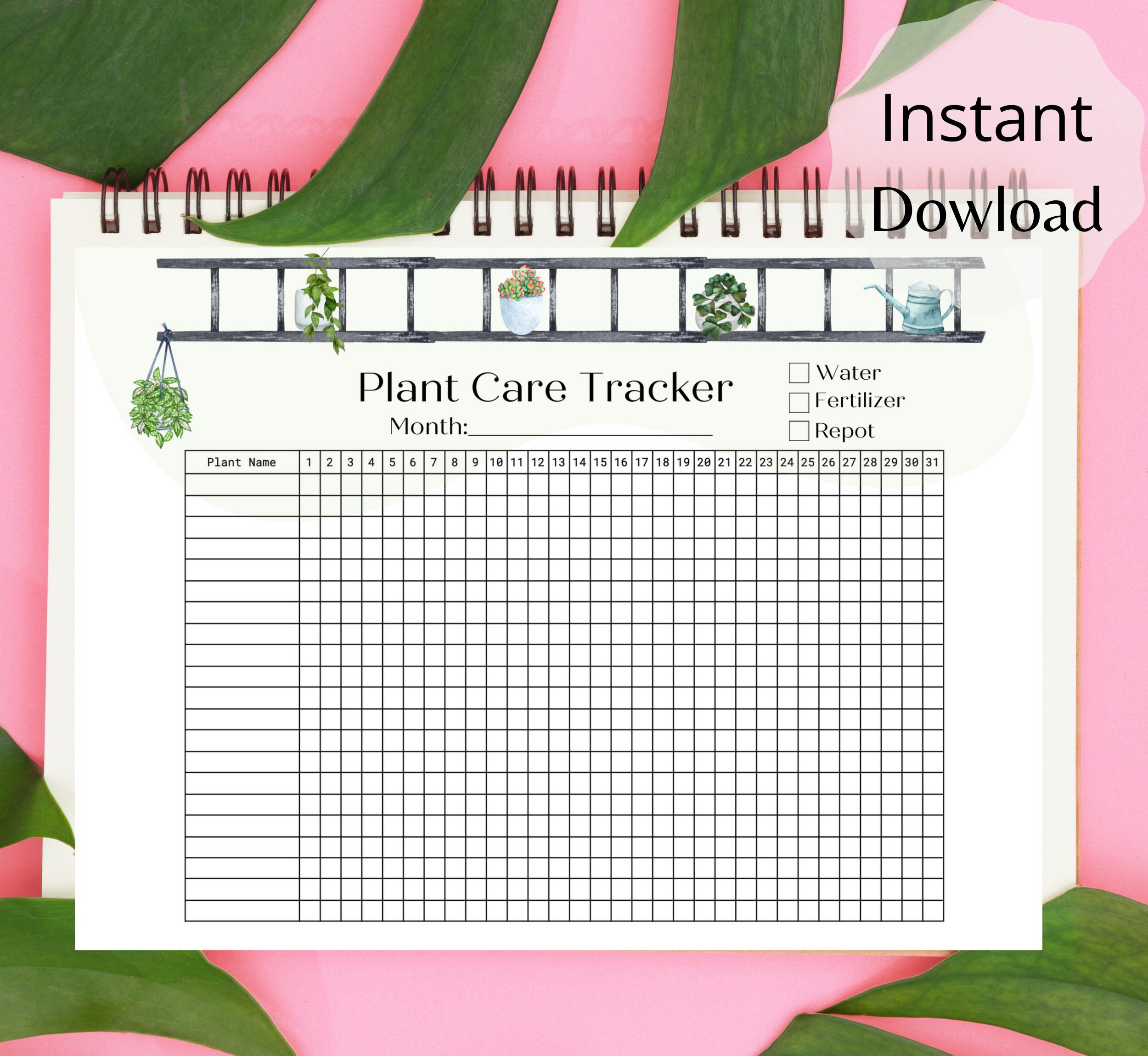 Printable Plant Tracker, Plant Care, Houseplant Tracker Minimalist ...