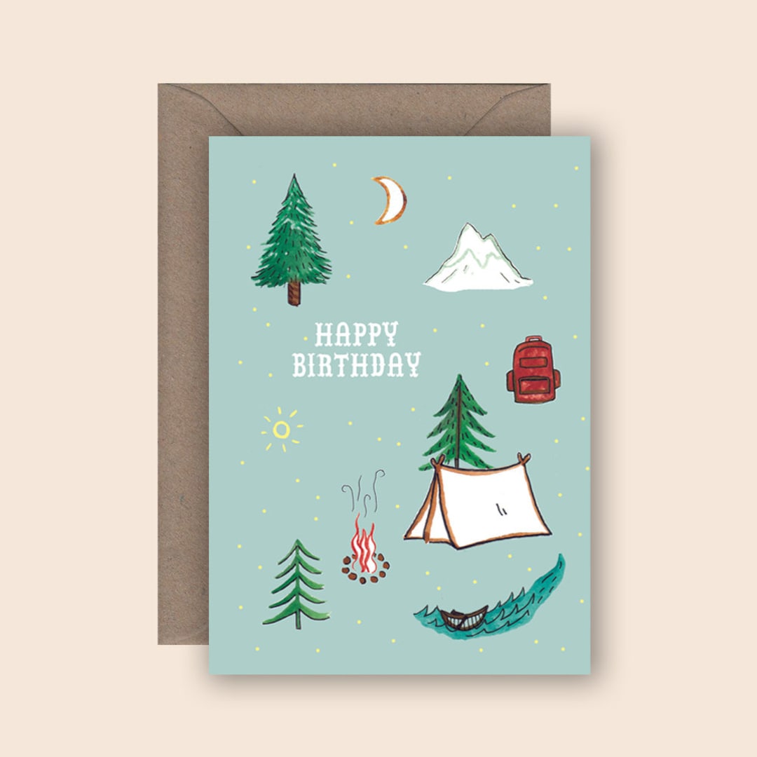 Happy Birthday Camping Card - Etsy
