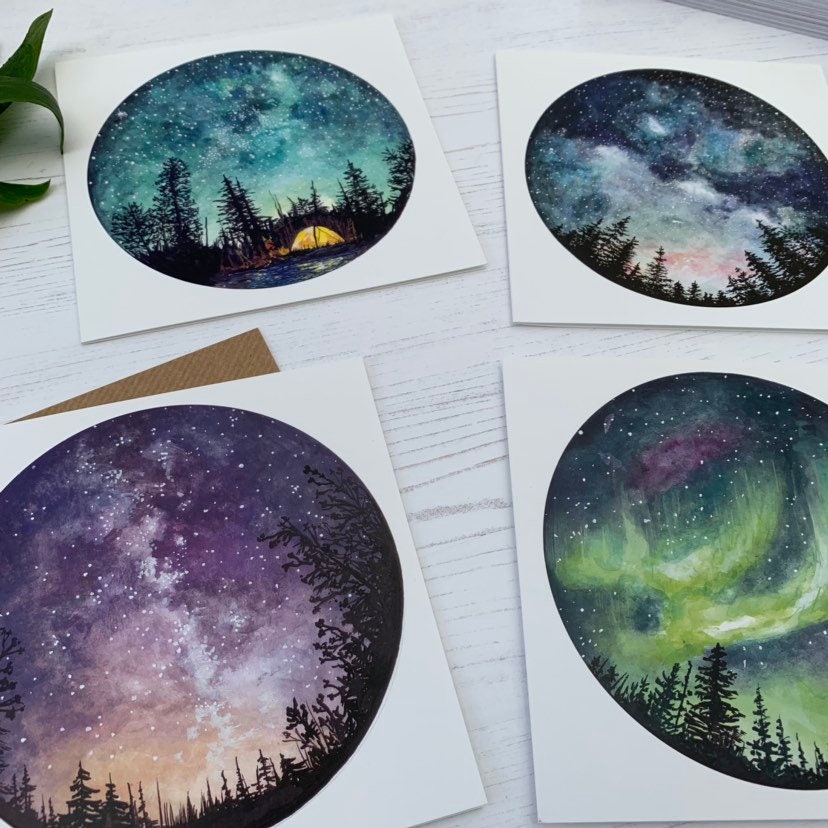 Starry Sky Cards Set of 4 - Etsy UK