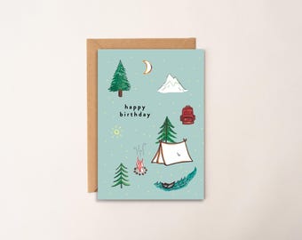 Here’s to More Adventures Camping Wild Birthday Card - Etsy UK