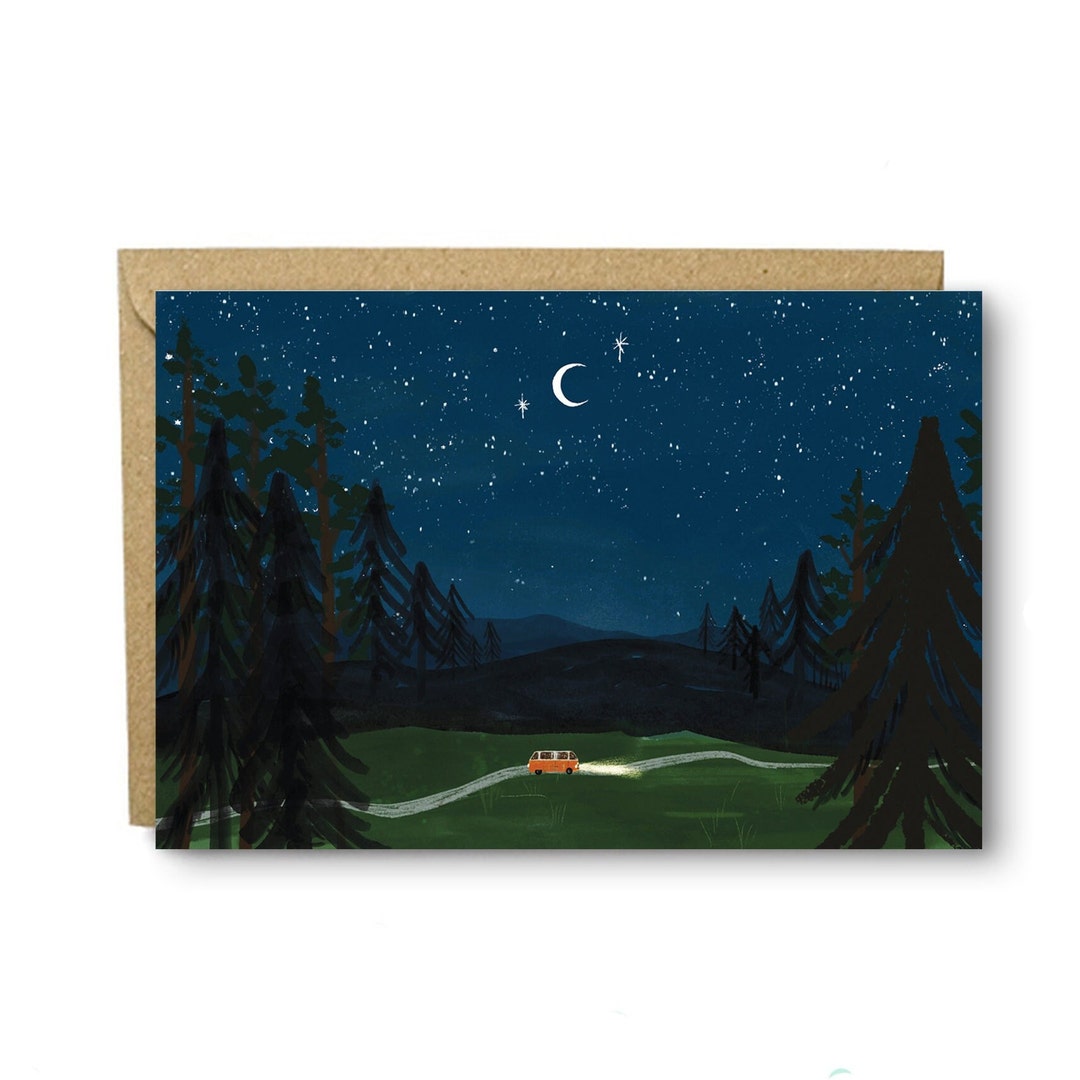 Night Driving Campervan Card - Etsy