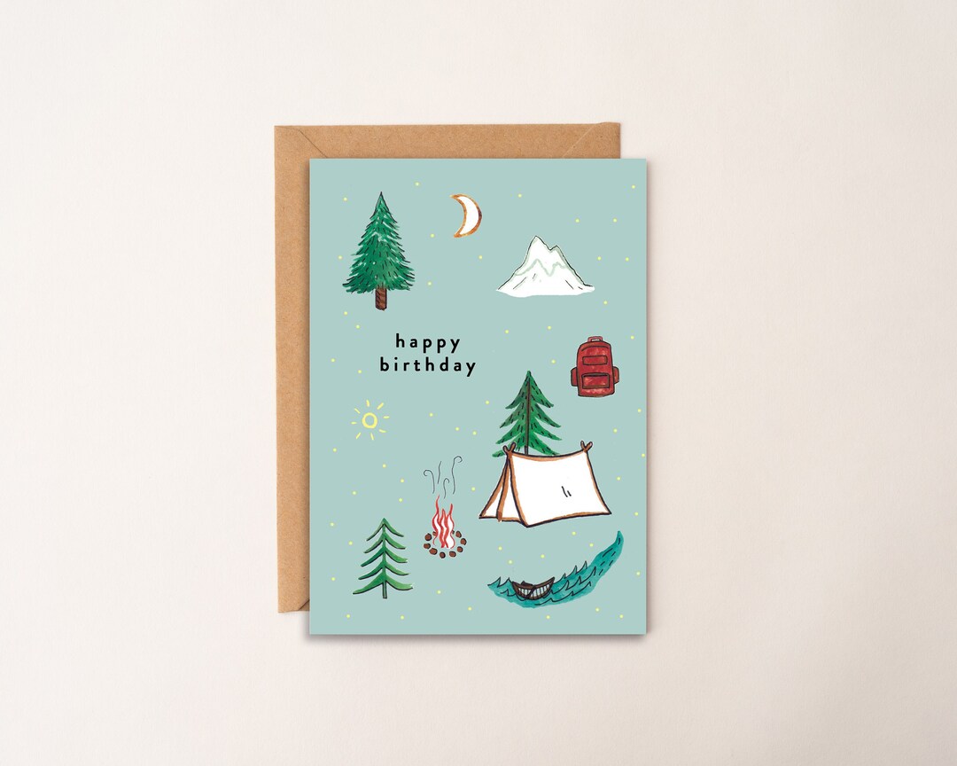Happy Birthday Camping Card - Etsy