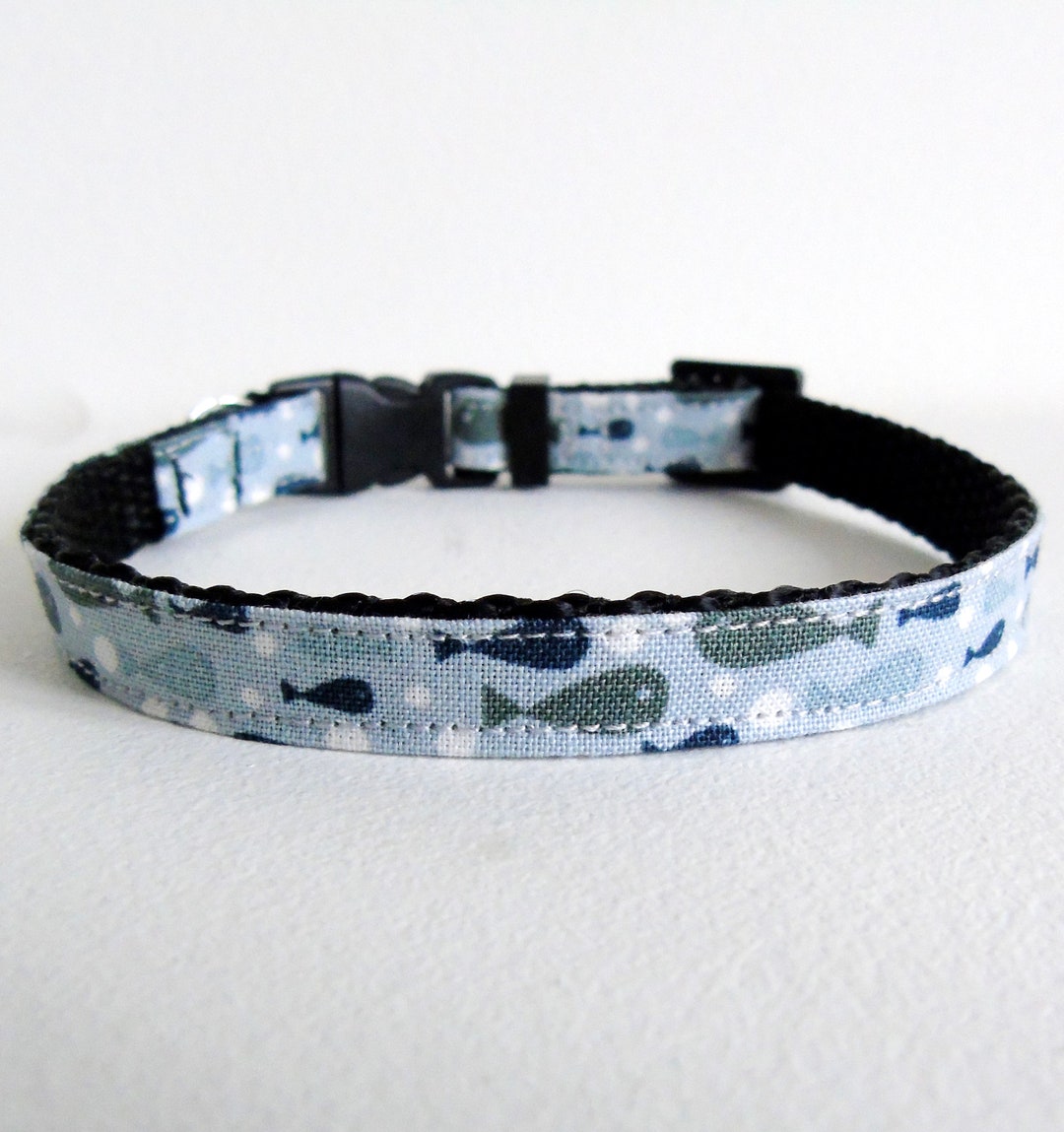 Grey Fish Cat Collar, Kitten Collar, Cat Breakaway Collar, Kitten ...